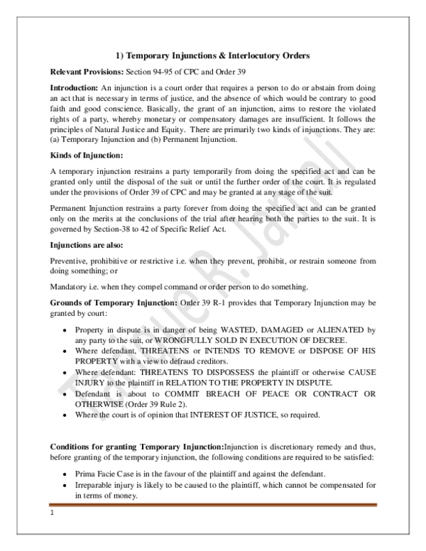 (PDF) Code of Civil Procedure, 1908 | CPC | Study Material | Notes