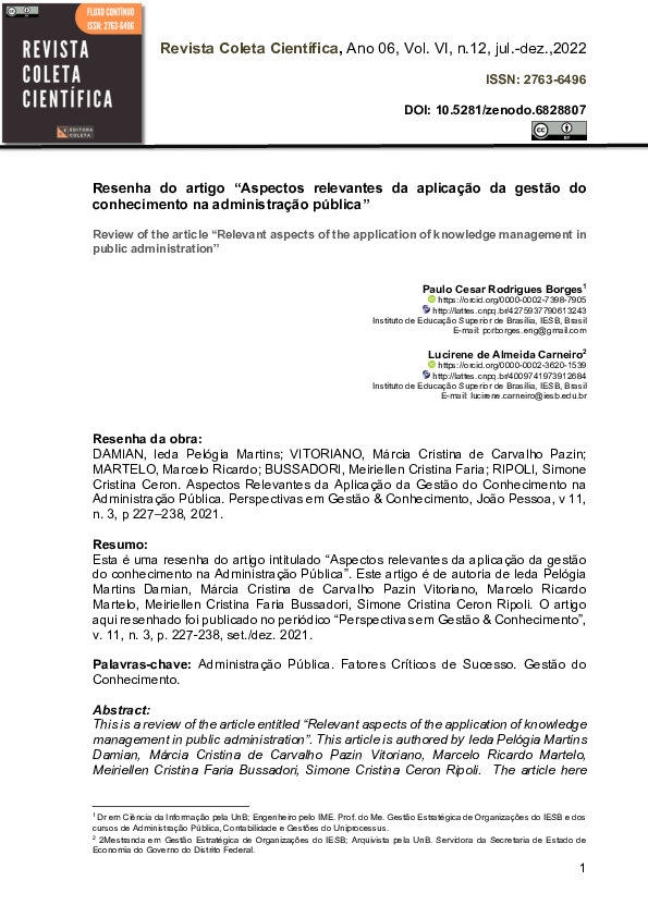 (PDF) Resenha do artigo "Aspectos relevantes da aplicação da gestão do ...