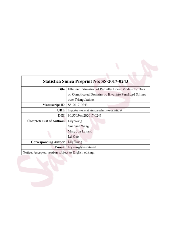 Pdf Efficient Estimation Of Partially Linear Models For Data On Complicated Domains By