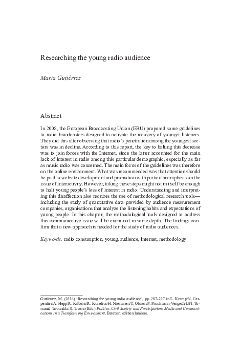 (PDF) Researching the young radio audience