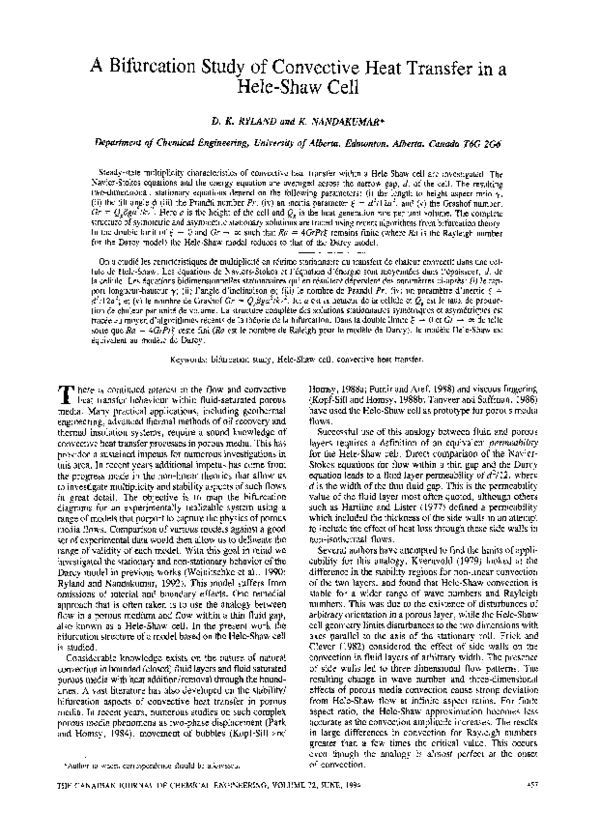 (PDF) A bifurcation study of convective heat transfer in a hele-shaw cell