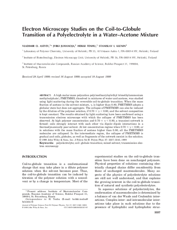 (PDF) Electron microscopy studies on the coil-to-globule transition of ...