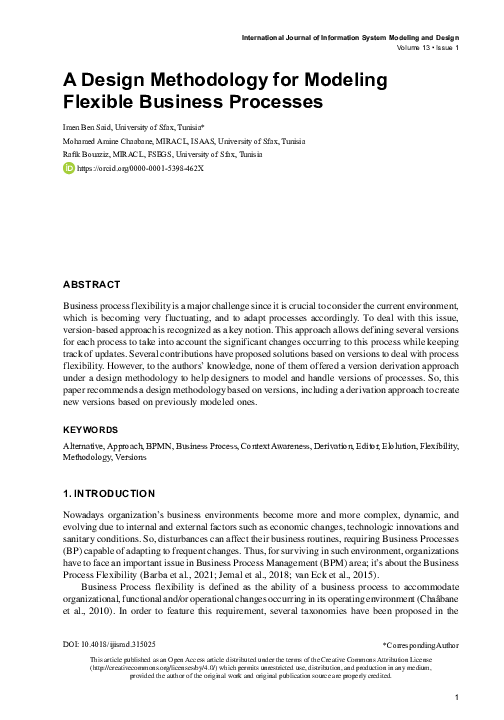 (PDF) A Design Methodology for Modeling Flexible Business Processes