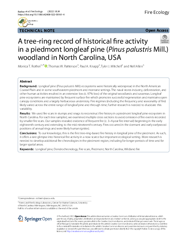 (PDF) A tree-ring record of historical fire activity in a piedmont ...
