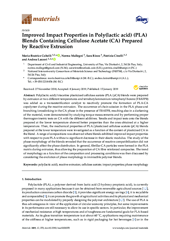 (PDF) Improved Impact Properties in Poly(lactic acid) (PLA) Blends ...