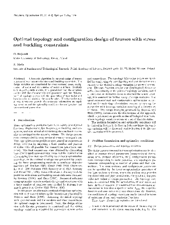 (PDF) Optimal topology and configuration design of trusses with stress and buckling constraints