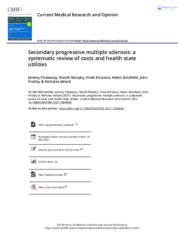 Pdf Secondary Progressive Multiple Sclerosis A Systematic Review Of 7574