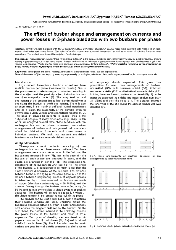 (PDF) The effect of busbar shape and arrangement on currents and power ...