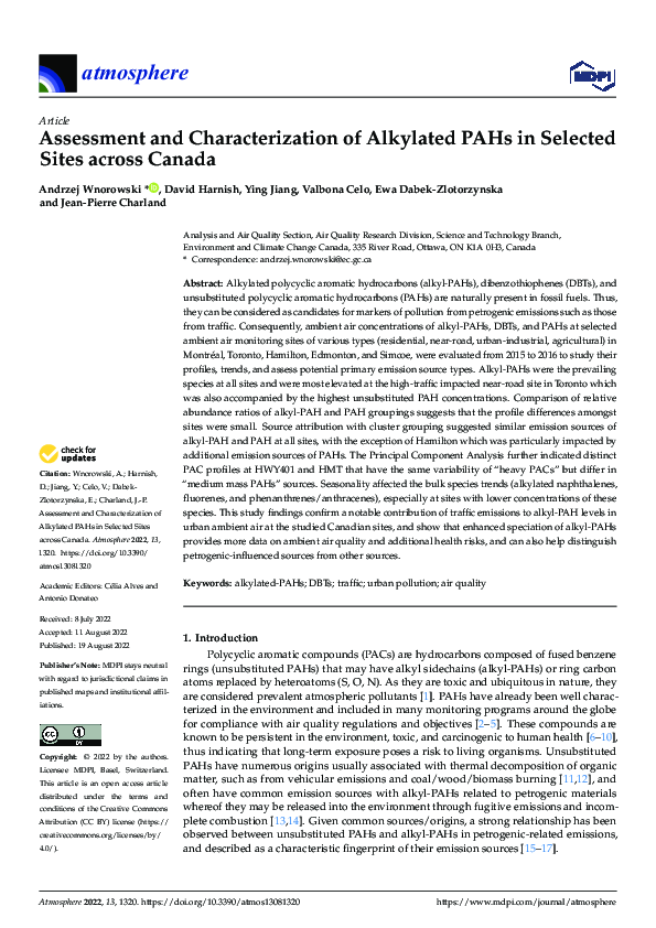 (PDF) Assessment and Characterization of Alkylated PAHs in Selected ...