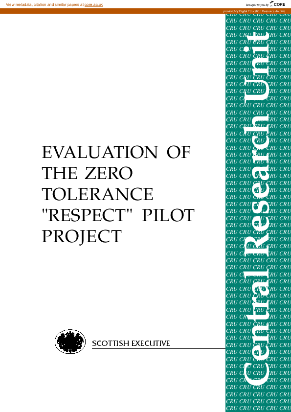 (PDF) Evaluation of the zero tolerance *respect* pilot project ...
