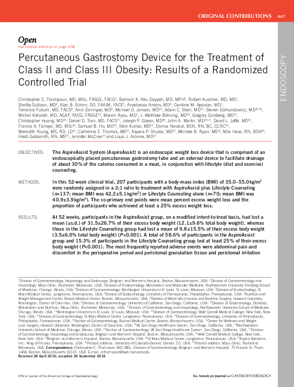 (PDF) Percutaneous Gastrostomy Device for the Treatment of Class II and ...
