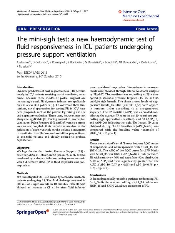 (PDF) The Mini-Sigh Test: A New Haemodynamic Test of Fluid ...