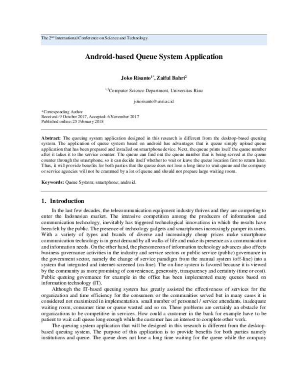 (PDF) Android-based Queue System Application