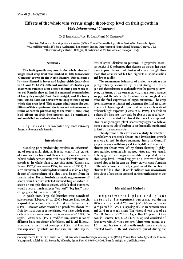 (PDF) Effects of the whole vine versus single shoot-crop level on fruit ...