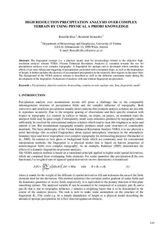 (PDF) High Resolution Precipitation Analysis over Complex Terrain and ...
