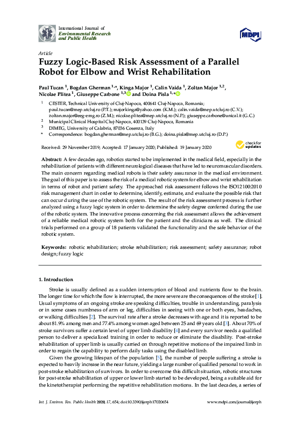 (PDF) Fuzzy Logic-Based Risk Assessment of a Parallel Robot for Elbow and Wrist Rehabilitation ...