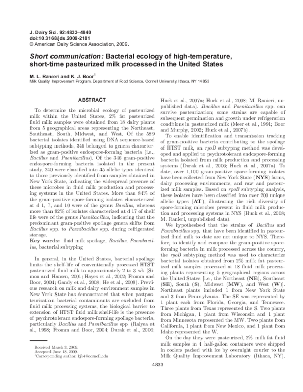 (PDF) Short communication: bacterial ecology of high-temperature, short ...