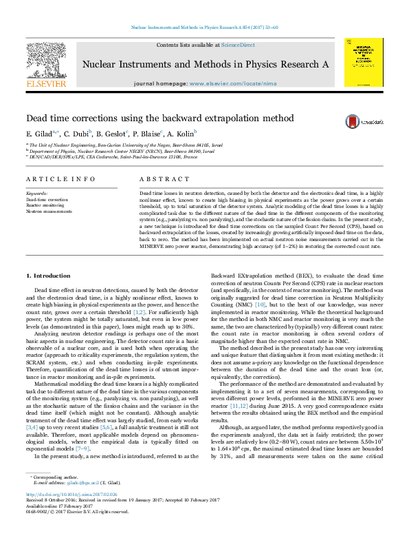 (PDF) Dead time corrections using the backward extrapolation method