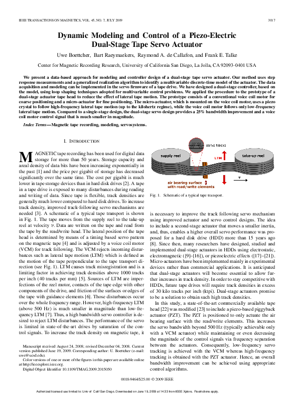 (PDF) Dynamic Modeling and Control of a Piezo-Electric Dual-Stage Tape ...