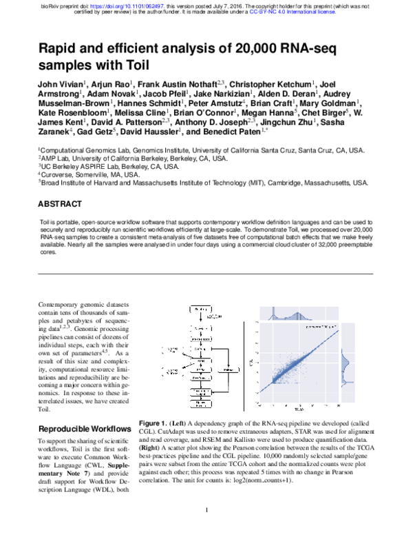 (PDF) Rapid and efficient analysis of 20,000 RNA-seq samples with Toil