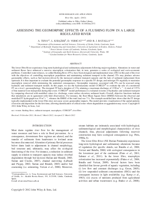 (PDF) Assessing the Geomorphic Effects of a Flushing Flow in a Large ...