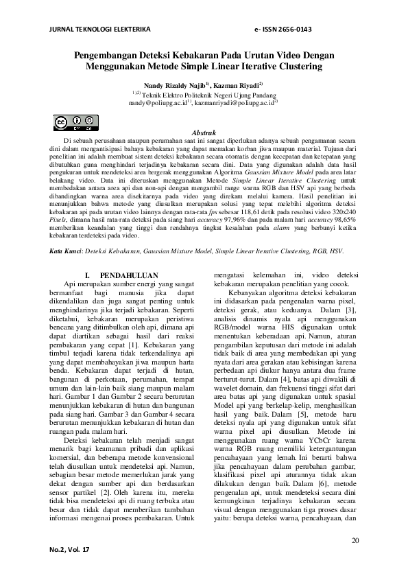Pdf Deteksi Api Pada Urutan Video Dengan Menggunakan Metode Superpixel