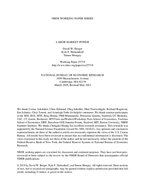 (PDF) Labor Market Power