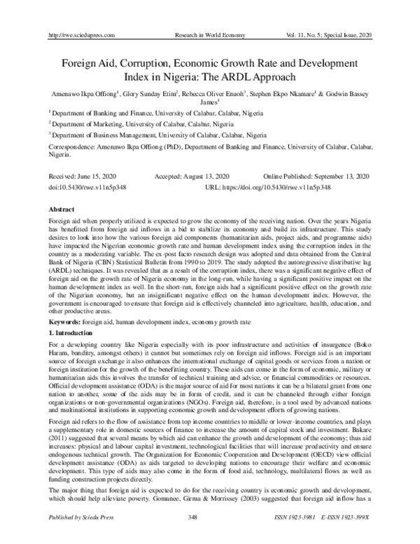 (PDF) Foreign Aid, Corruption, Economic Growth Rate and Development ...