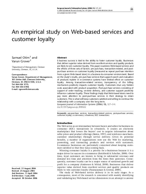 (PDF) An empirical study on Web-based services and customer loyalty