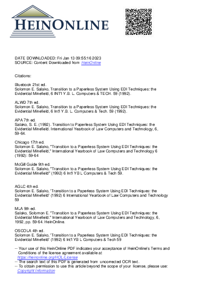 (PDF) Transition to a ‘paperless’ system using EDI techniques: The evidential minefield