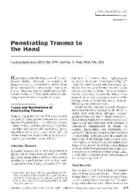 (PDF) Penetrating Trauma to the Head