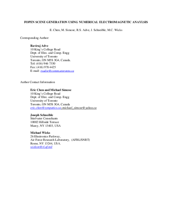 (PDF) FOPEN scene generation using numerical electromagnetic analysis | M Fahad Qureshi ...