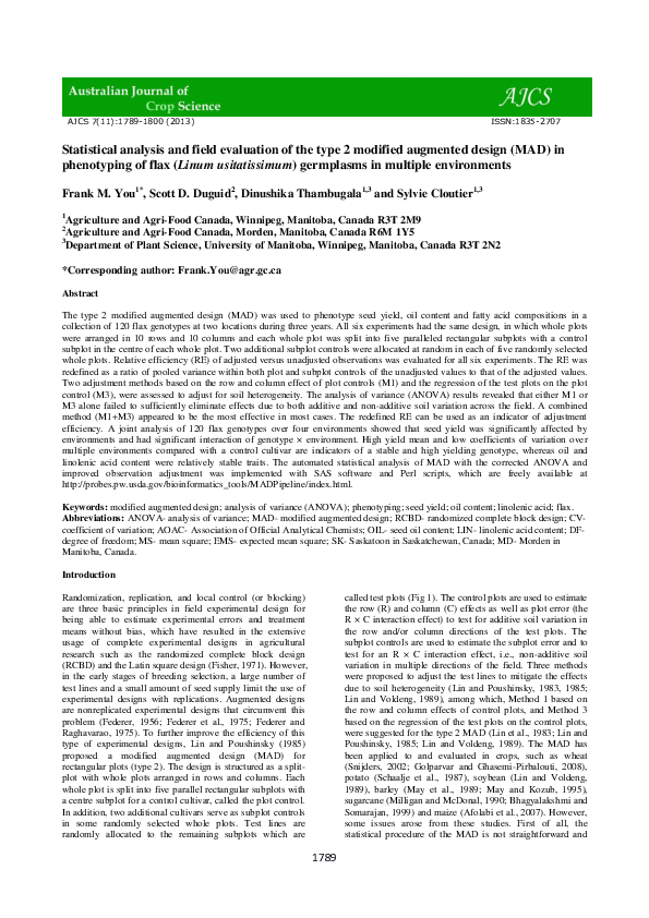 (PDF) Statistical analysis and field evaluation of the type 2 modified augmented design (MAD) in ...