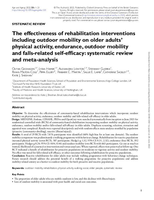 (PDF) The effectiveness of rehabilitation interventions including ...