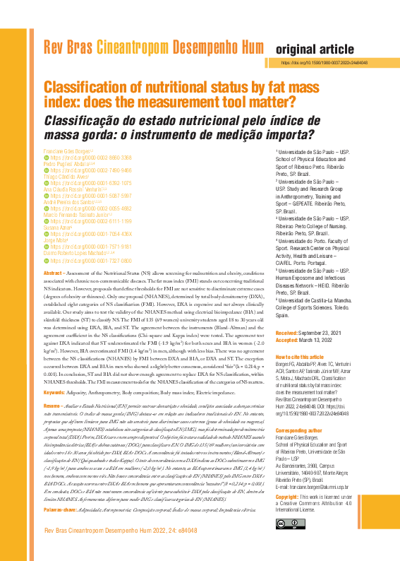 (PDF) Classification of nutritional status by fat mass index: does the ...