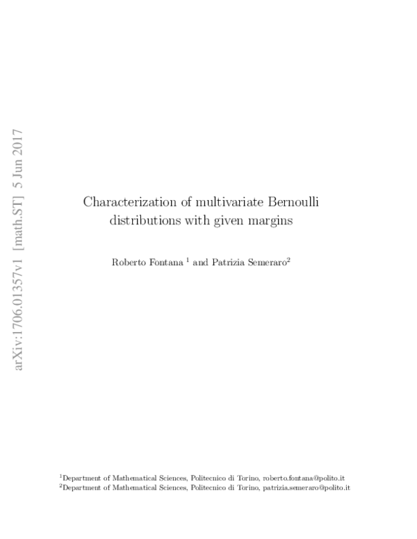 (PDF) Characterization of multivariate Bernoulli distributions with given margins