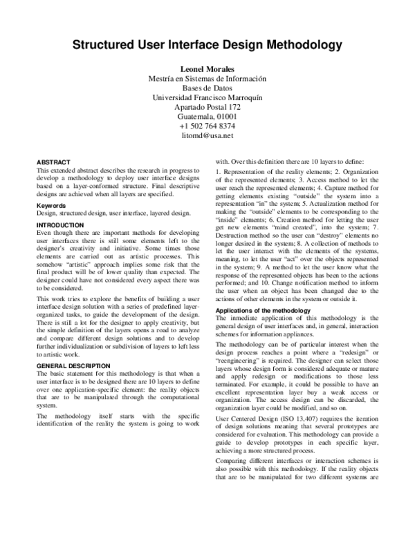 (PDF) Structured user interface design methodology