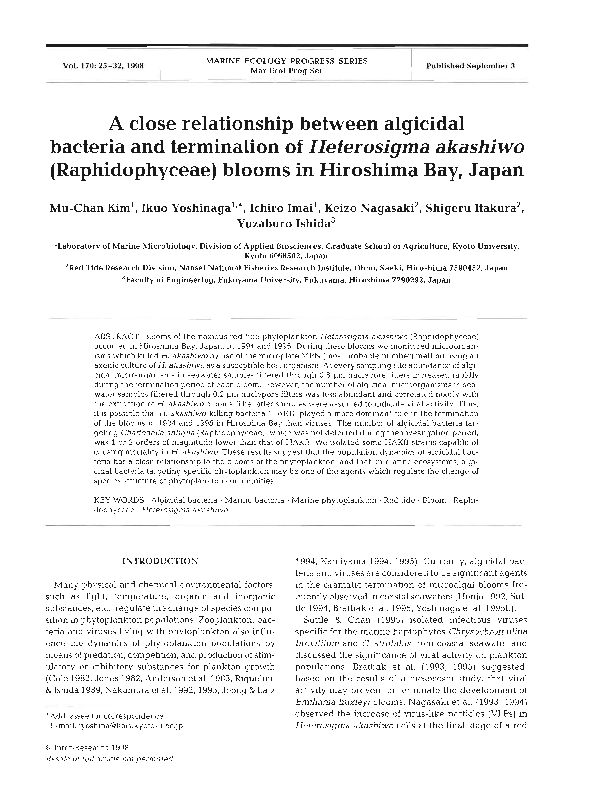 (PDF) A close relationship between algicidal bacteria and termination ...