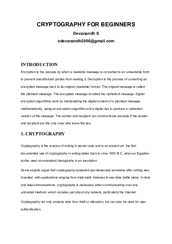 (DOC) Cryptography for beginners