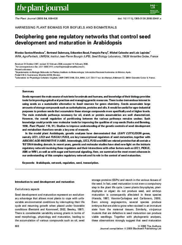 Pdf Deciphering Gene Regulatory Networks That Control Seed Development And Maturation In