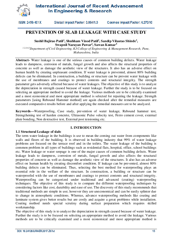 (PDF) Prevention of Slab Leakage with Case Study