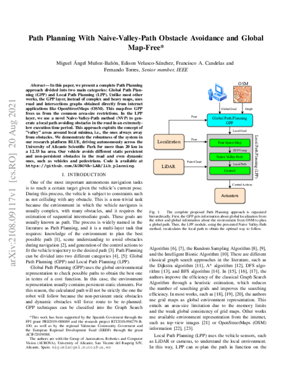 (PDF) Path Planning With Naive-Valley-Path Obstacle Avoidance and Global Map-Free