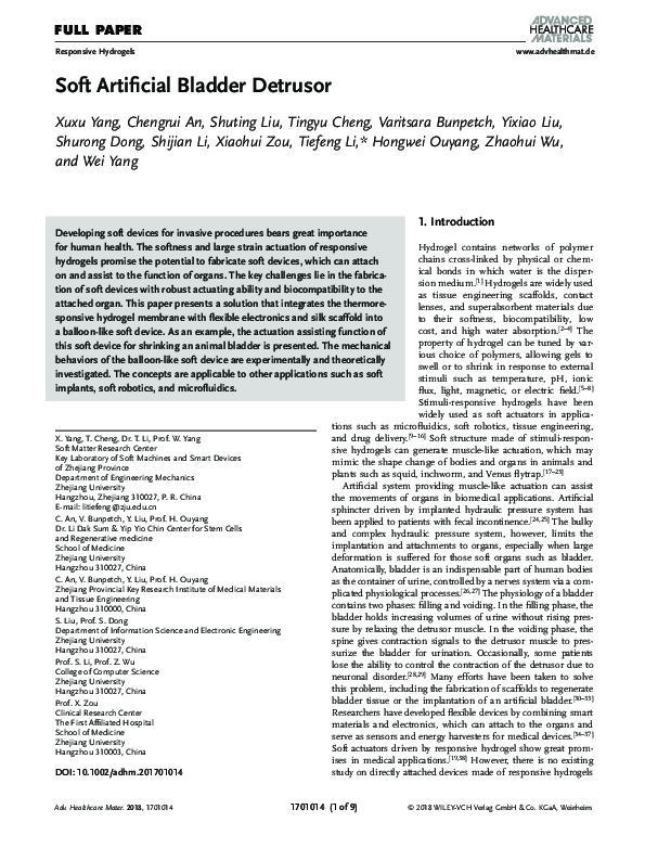 (PDF) Soft Artificial Bladder Detrusor