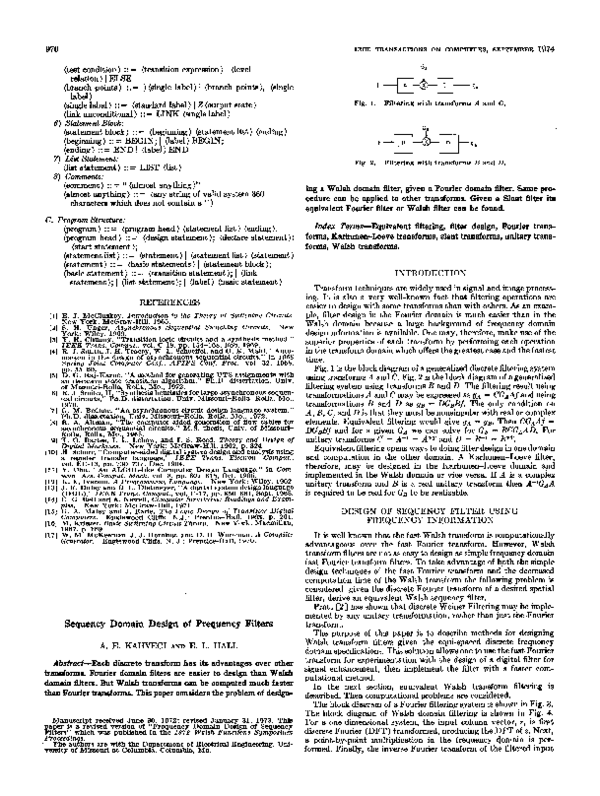Pdf Sequency Domain Design Of Frequency Filters Ernest L Hall