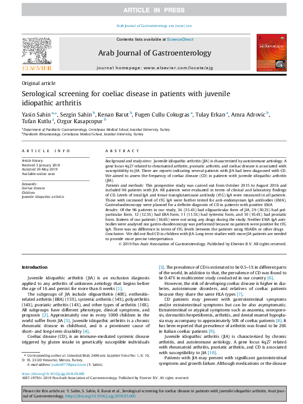 (PDF) Serological screening for coeliac disease in patients with ...