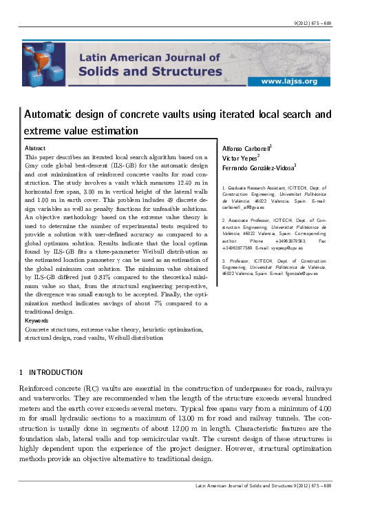(PDF) Automatic design of concrete vaults using iterated local search and extreme value ...
