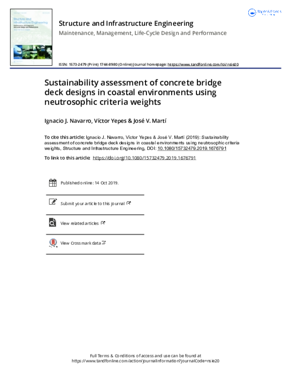 (PDF) Sustainability assessment of concrete bridge deck designs in coastal environments using ...