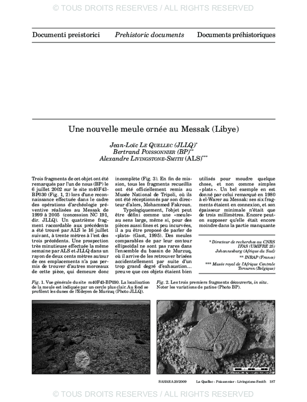 (PDF) Une nouvelle meule ornée au Messak (Libye)