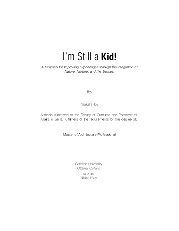(PDF) I'm Still a Kid!: A Proposal for Improving Orphanages through the Integration of Nature ...
