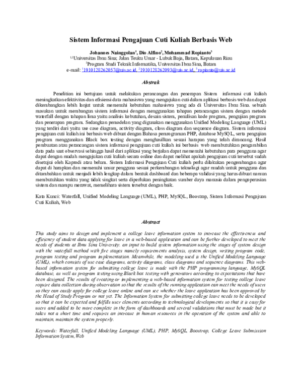 (DOC) Sistem Informasi Pengajuan Cuti Kuliah Berbasis Web